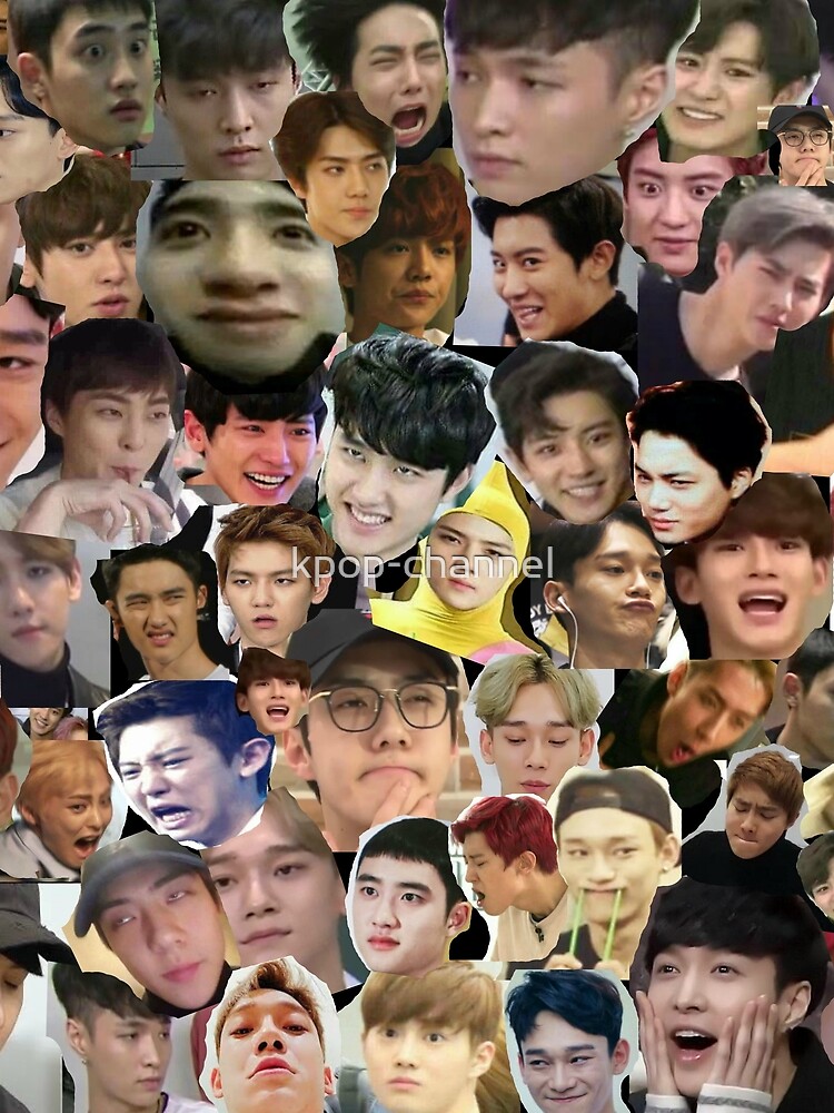 "EXO - Meme Face Collage" T-shirt for Sale by kpop-channel | Redbubble ...