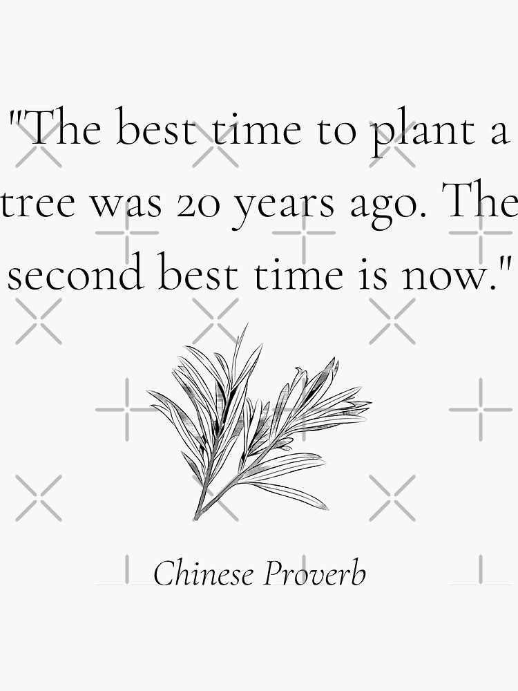 ""The best time to plant a tree was 20 years ago. The second best time ...