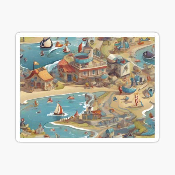 "Pattern seaside cartoon " Sticker for Sale by PKTPOD99 | Redbubble