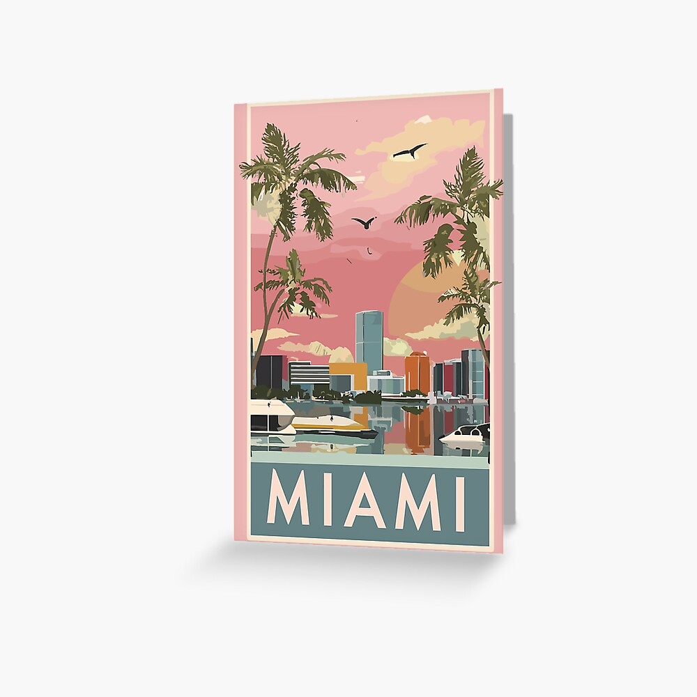 ""80s Retro Miami Beach Neon Artwork"- Miami Florida travel poster ...