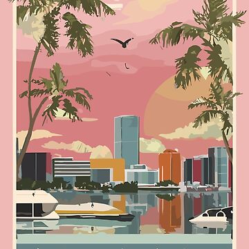 ""80s Retro Miami Beach Neon Artwork"- Miami Florida travel poster ...