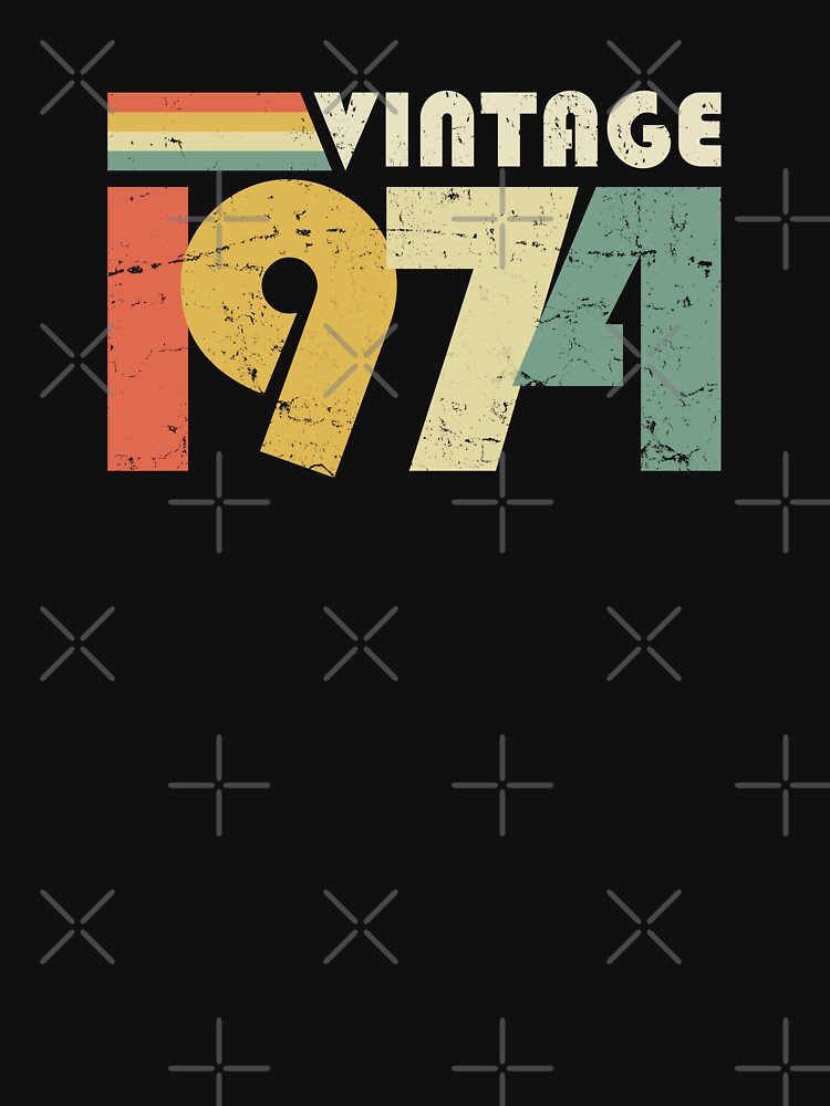 "Vintage 1974, 50th Birthday Gift Distressed Design" Essential T-Shirt ...