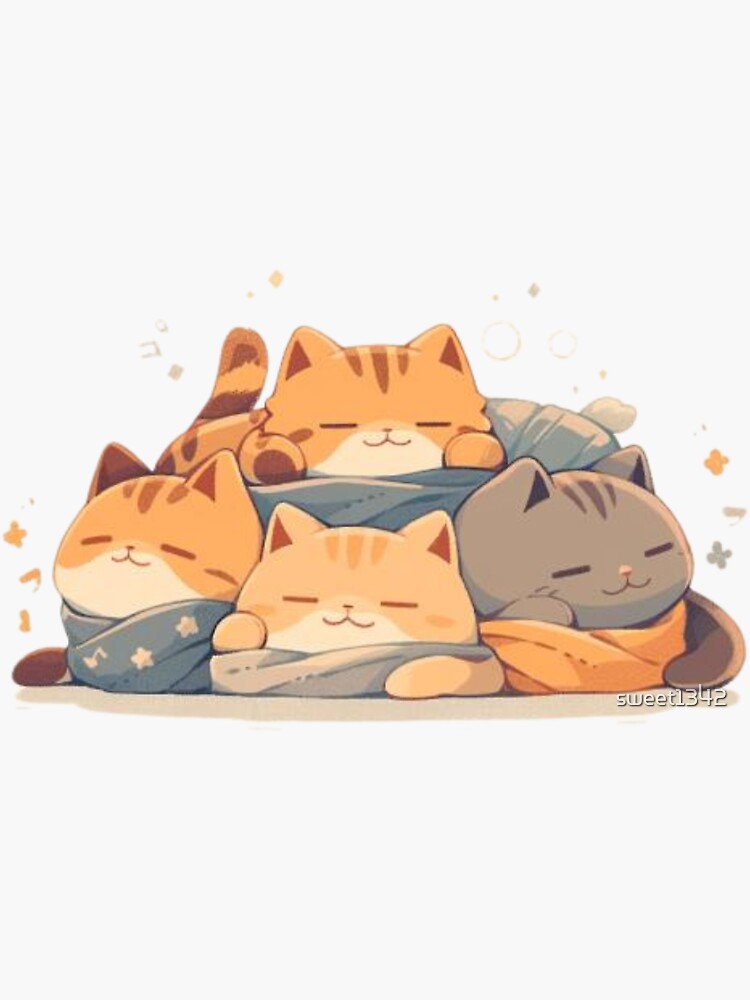 "Cuddle Puddle of Tabby Cats - Adorable Kitty Gathering Art Print ...