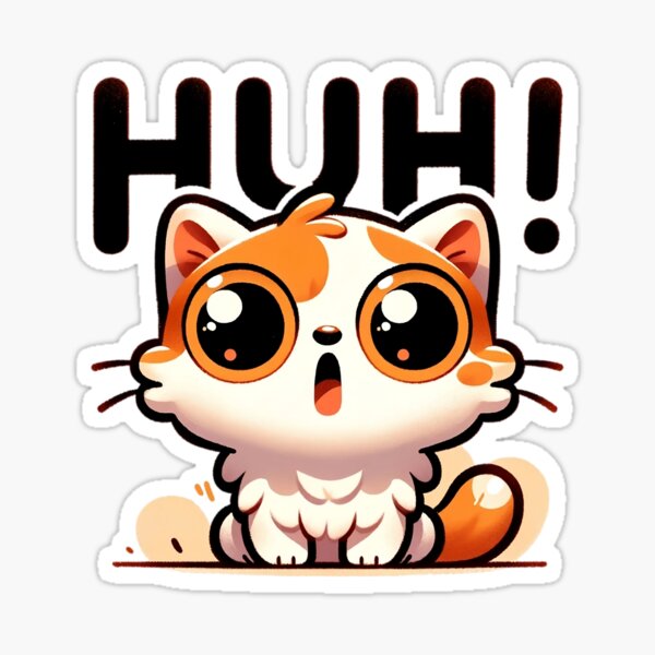 "Huh Cat Meme Sticker: Puzzled Kitty" Sticker for Sale by NexaArts ...