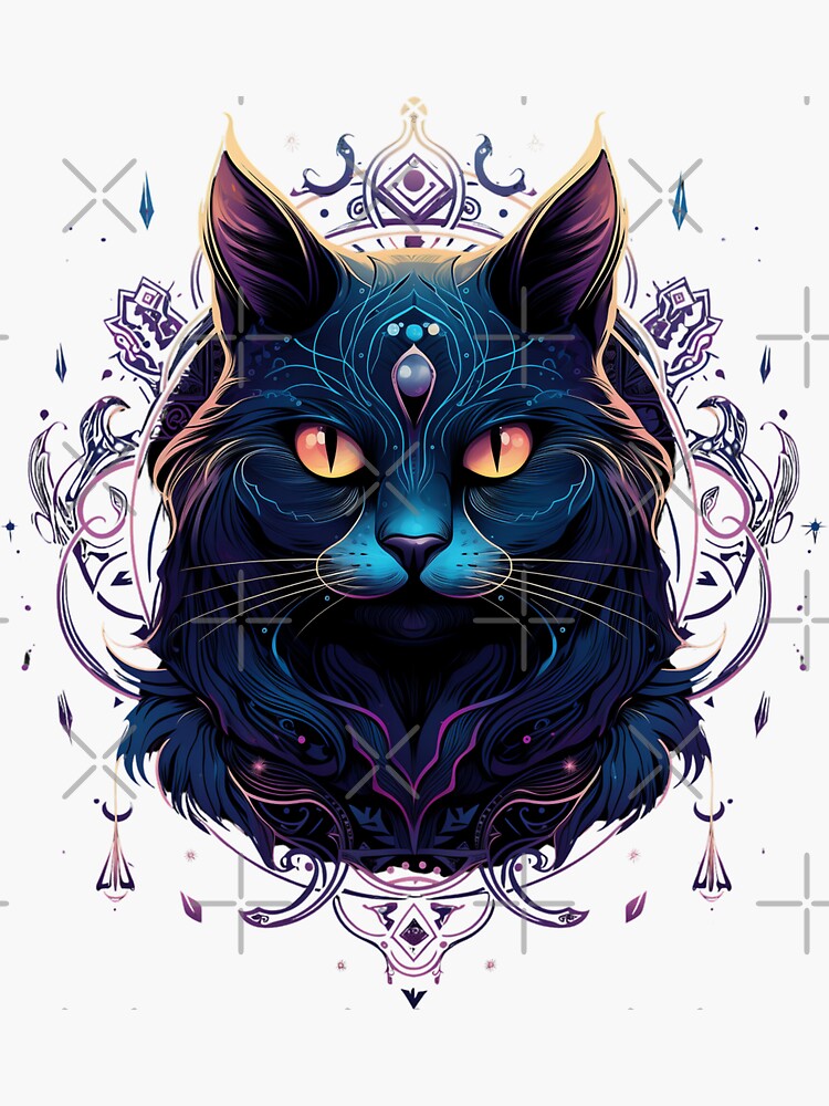 "Halloween Cat Tattoo" Sticker for Sale by GokulRavi | Redbubble