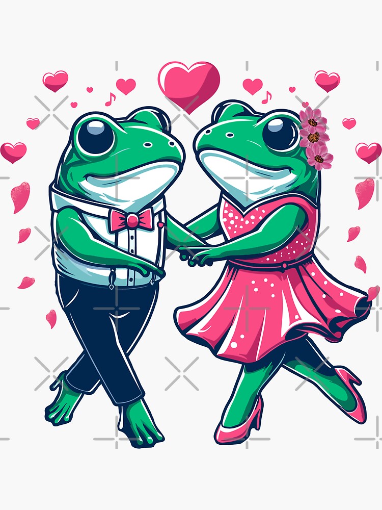 "Dancing Frog - Romantic Couple Frogs Dancing" Sticker for Sale by ...