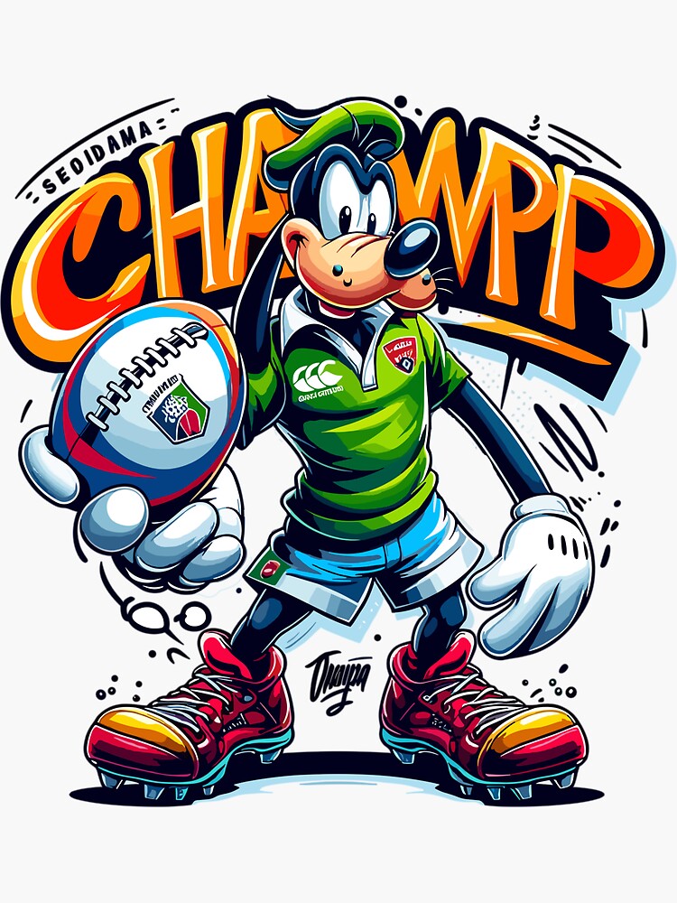 "Goofy playing rugby" Sticker for Sale by drdcahmed | Redbubble
