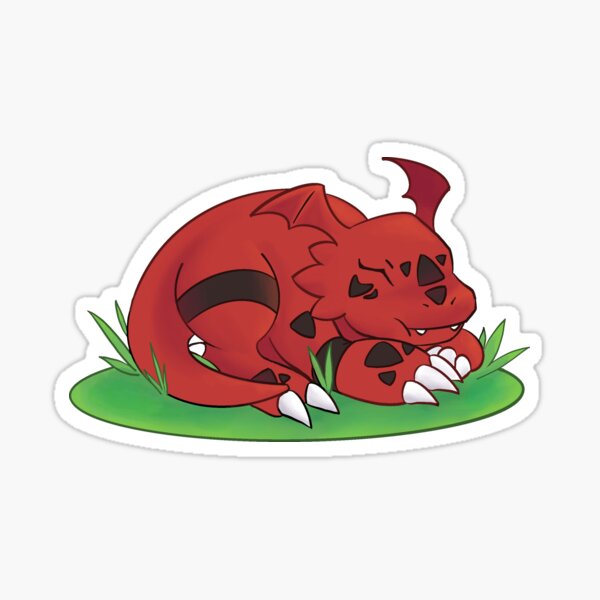 "Digimon: Sleeping Guilmon" Sticker for Sale by dusklux | Redbubble