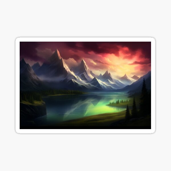 "Fantasy Landscape - Emerald Lake" Sticker for Sale by Fantasy ...