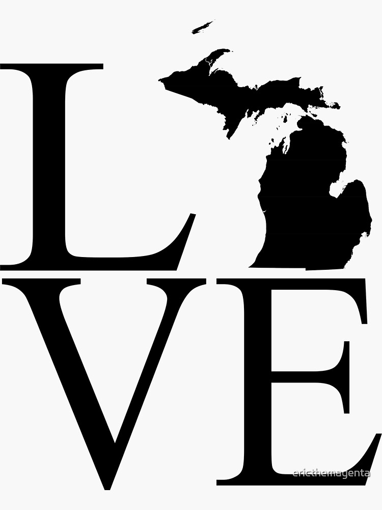 "Michigan Love Stacked Letters State Upper Peninsula Map Valentine ...