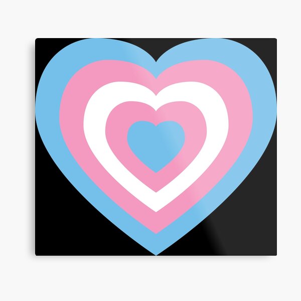 "Trans Pride Heart (black background)" Metal Print by dysperdis | Redbubble
