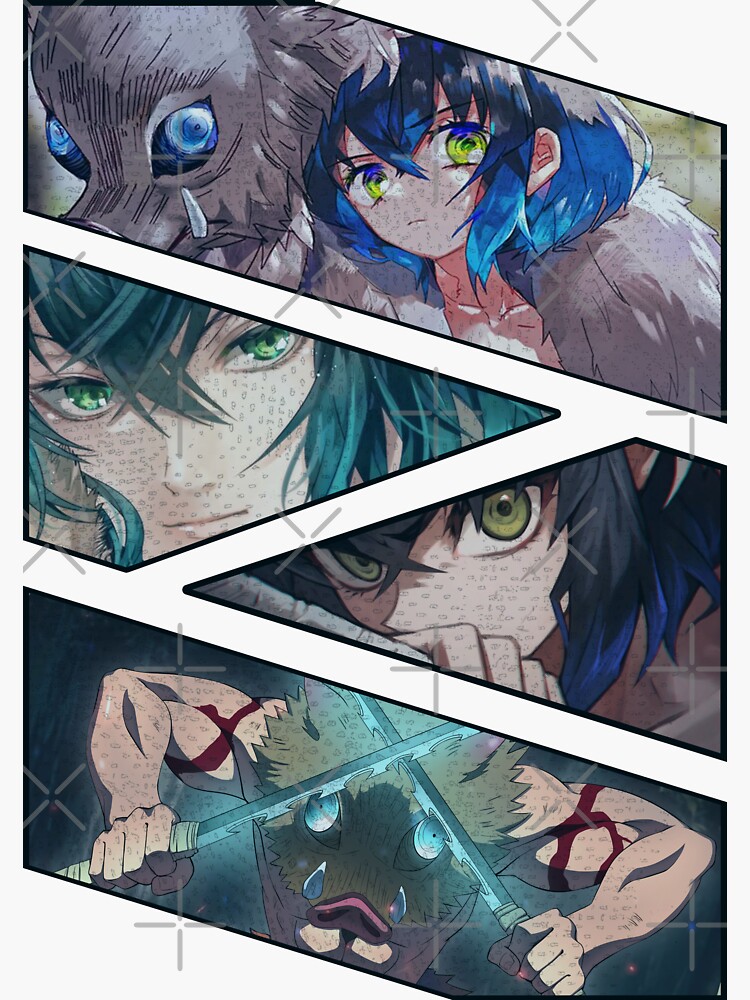 "Inosuke Hashibira Manga Panel Design" Sticker for Sale by Wafusaurus ...