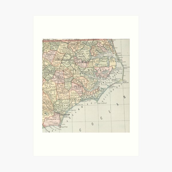 "Vintage Map of Eastern North Carolina (1891)" Art Print by ...