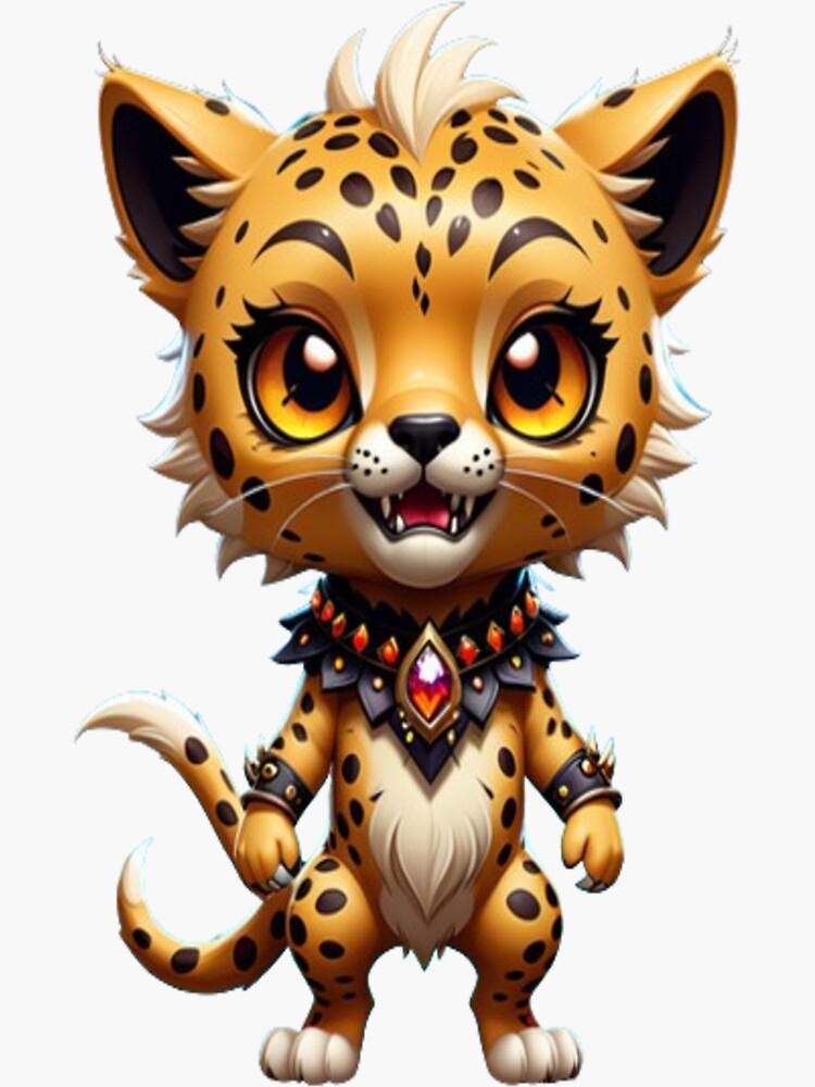 "Cute cheetah monster " Sticker for Sale by HippoMonster | Redbubble