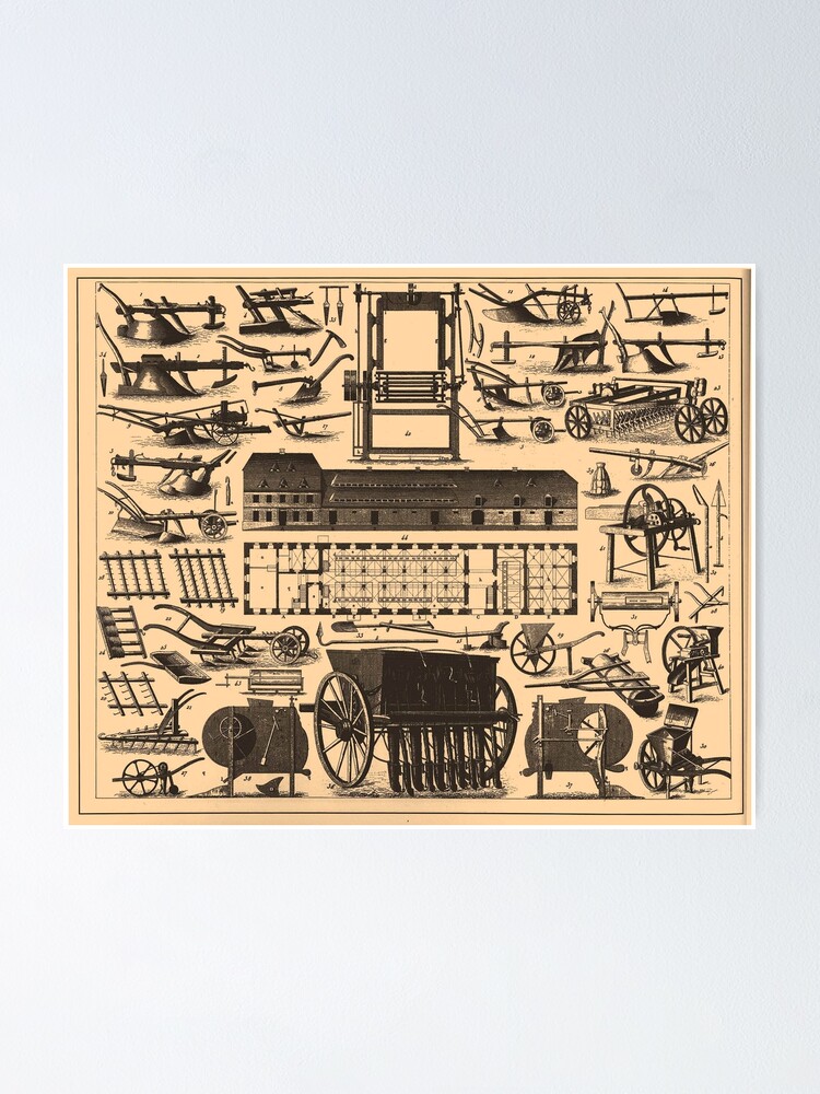 "Historical Farm Equipment Illustration (1907)" Poster by BravuraMedia ...