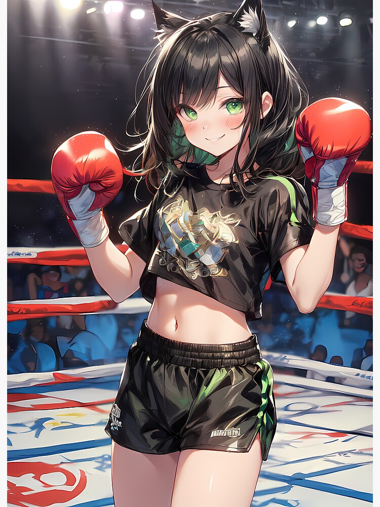 "Boxing anime girl in ring portrait art" Art Board Print for Sale by ...
