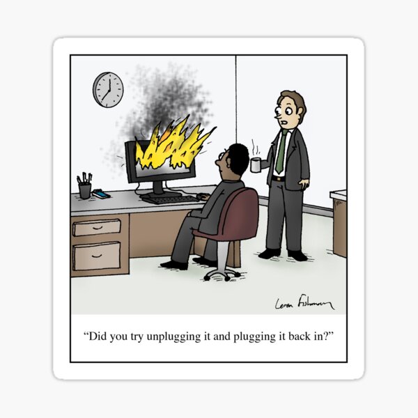 "Tech Support Cartoon" Sticker for Sale by HumoresqueToons | Redbubble