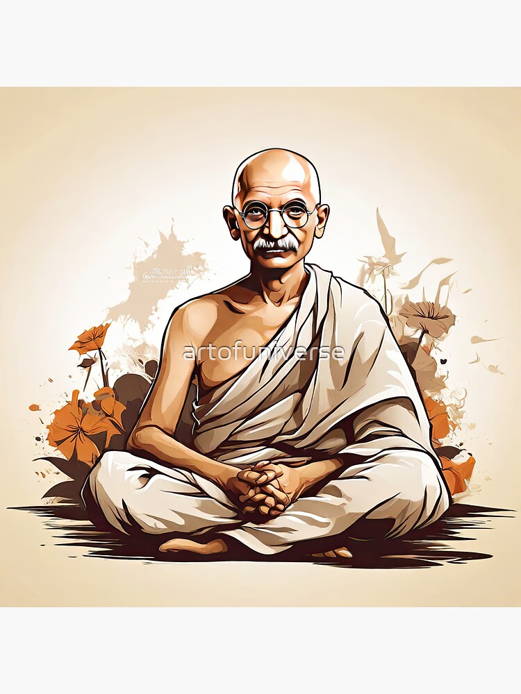 "Mahatma Gandhi Clip Art-Style " Sticker for Sale by artofuniverse ...