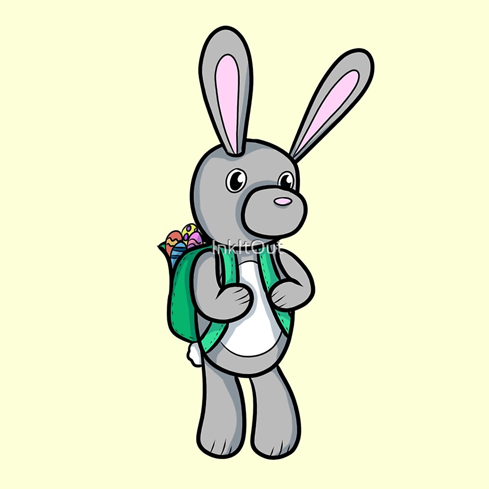 "Easter Bunny wearing a backpack" by InkItOut | Redbubble