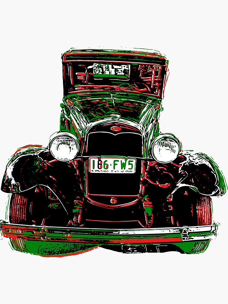 "Old Car Lithograph" Sticker for Sale by Mark Malinowski | Redbubble