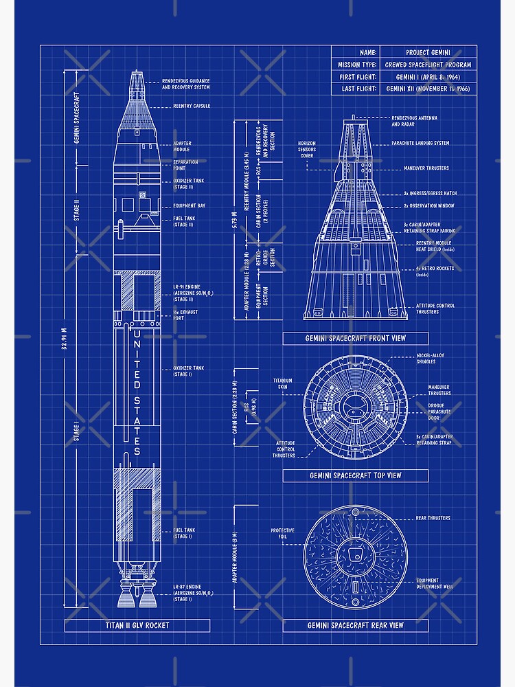 "Project Gemini - Crewed Spaceflight Program (Blueprint Vertical ...
