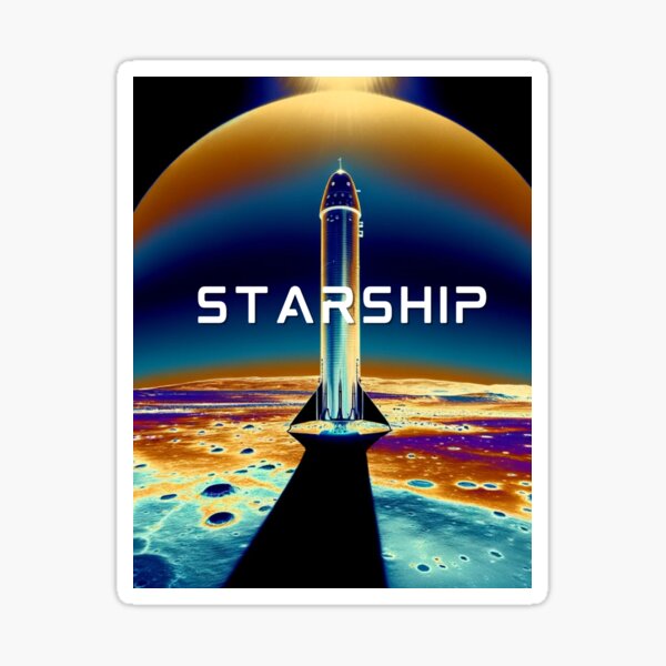 "starship" Sticker for Sale by TEEJAMBOREE | Redbubble