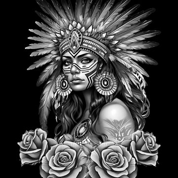 "Aztec Woman Chicano Mexican Rose Floral " Sticker for Sale by ...