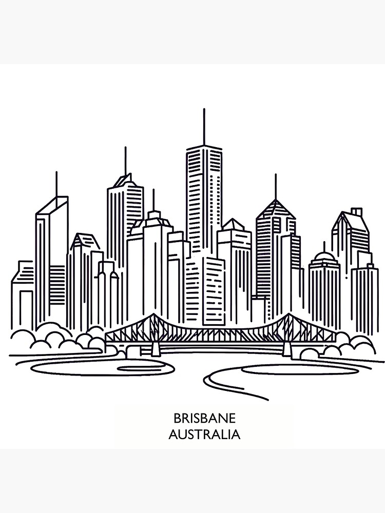 "Brisbane, Queensland, Australia. Single Line Drawing." Sticker for ...