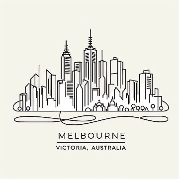 "Melbourne Skyline, Australia. Single Line Drawing " Poster for Sale by ...