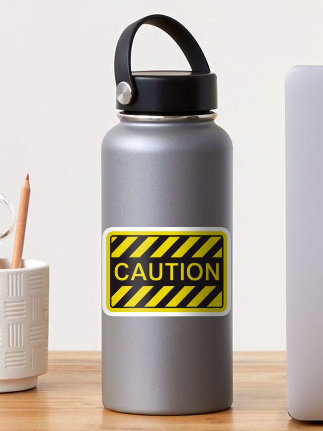 "Caution sign hazard stripes yellow gray" Sticker by Arez Xzan | Redbubble