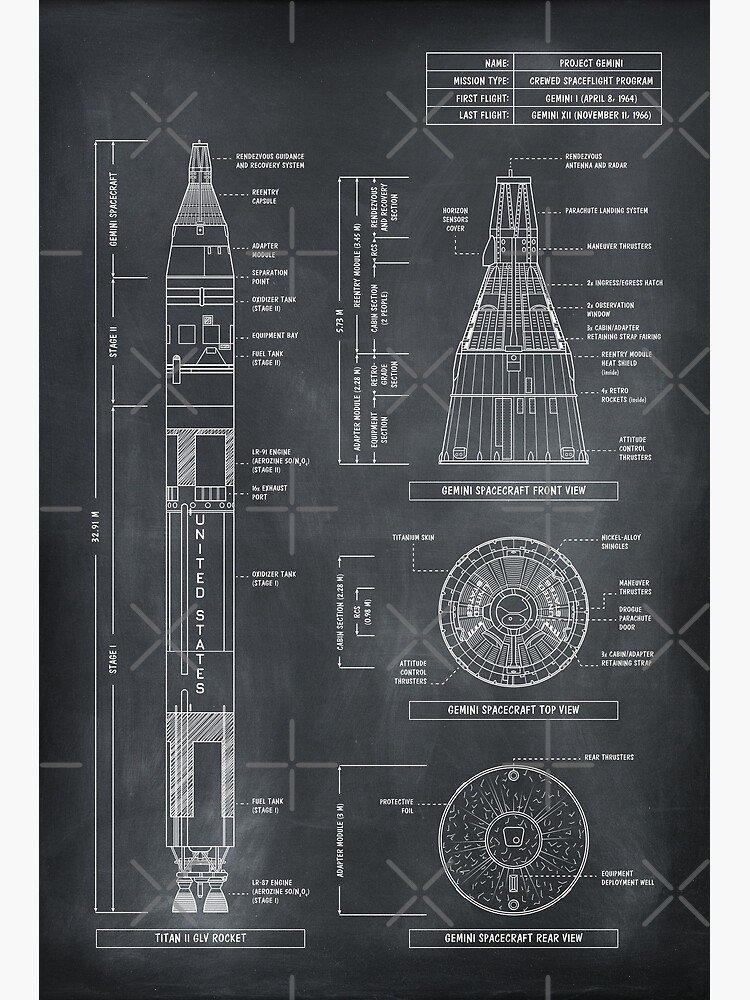 "Project Gemini - Crewed Spaceflight Program (Chalkboard. Vertical ...