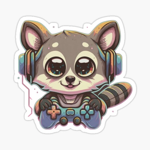 "Cute Kawaii Gaming Raccoon" Sticker for Sale by Enigma-Graphics ...