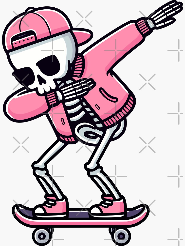 "Preppy Skeleton With Skateboard" Sticker for Sale by Designowner ...