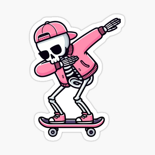 "Preppy Skeleton With Skateboard" Sticker for Sale by Designowner ...