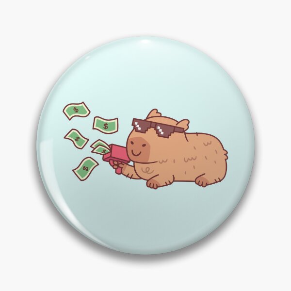 "Chilling Capybara With Meme Sunglasses And Money Gun" Pin for Sale by ...