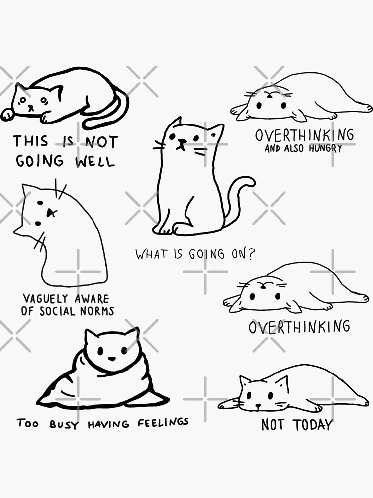 "cat moods set" Sticker for Sale by aishiterumo | Redbubble