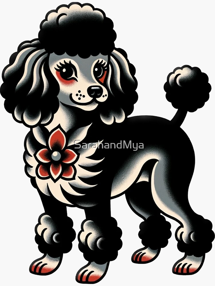 "Toy Poodle Traditional Tattoo Style" Sticker for Sale by SarahandMya ...