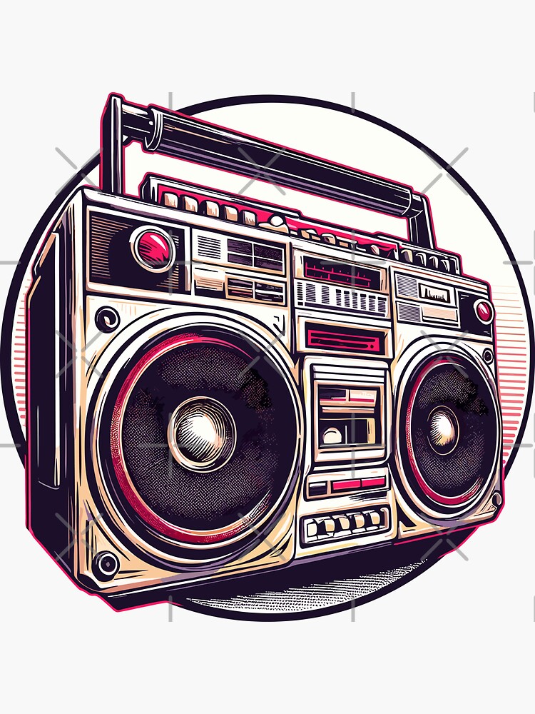 "Retro-style boombox" Sticker for Sale by ColorraidCRTS | Redbubble