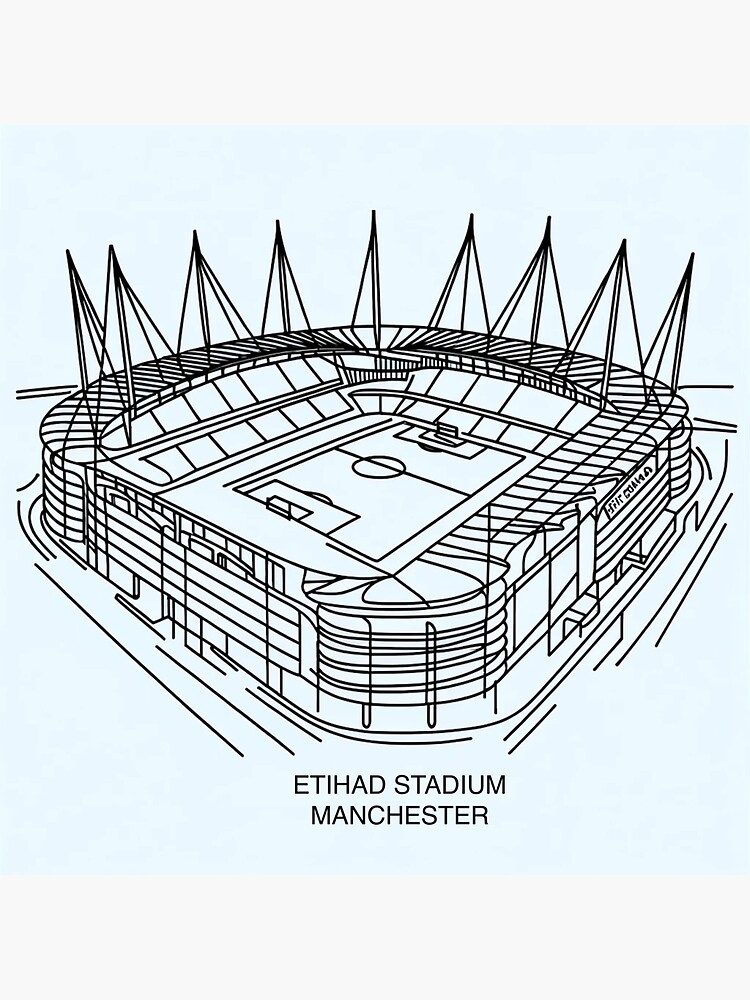 "The Etihad Stadium Single Line Drawing" Sticker for Sale by ...