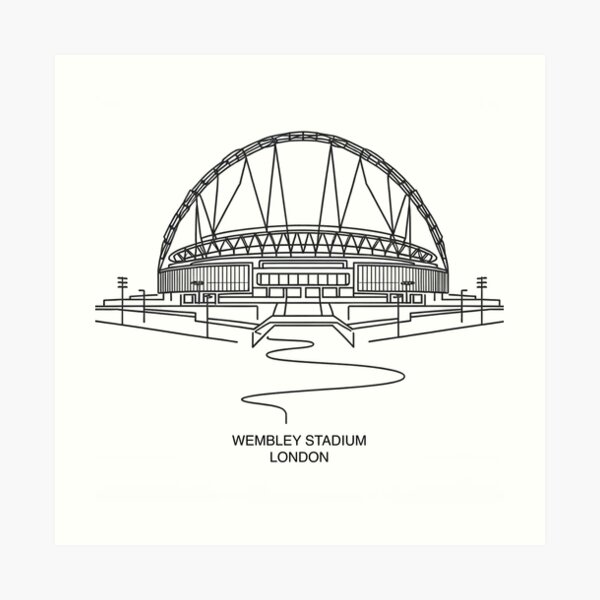 "Wembley Stadium London, Single Line Drawing" Art Print for Sale by ...