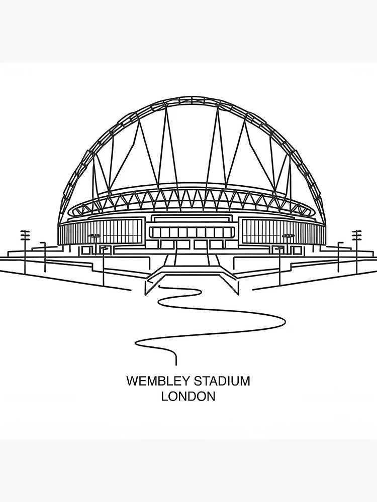 "Wembley Stadium London, Single Line Drawing" Art Print for Sale by ...