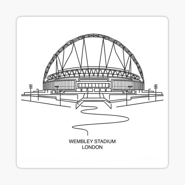 "Wembley Stadium London, Single Line Drawing" Sticker for Sale by ...
