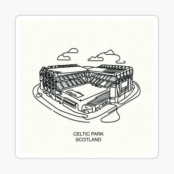 "Celtic Park stadium, Single Line Drawing" Sticker for Sale by ...