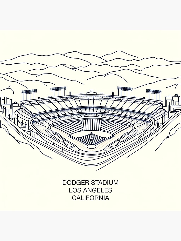 "Dodger Stadium, Fine Line Drawing" Poster for Sale by ArtfulMiller ...