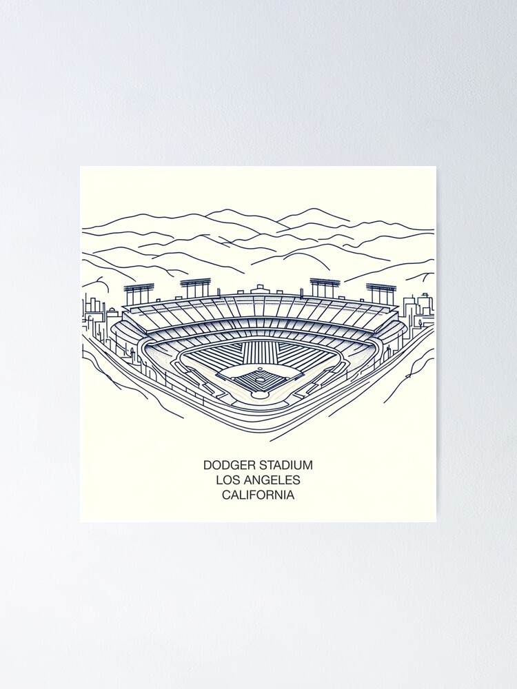 "Dodger Stadium, Fine Line Drawing" Poster for Sale by ArtfulMiller ...