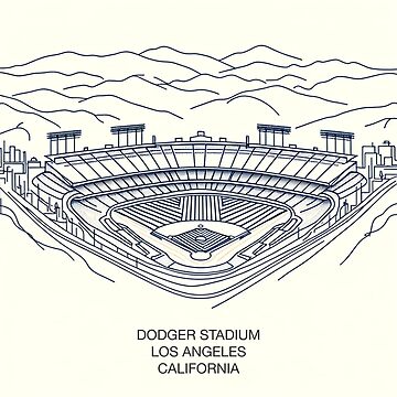 "Dodger Stadium, Fine Line Drawing" Poster for Sale by ArtfulMiller | Redbubble