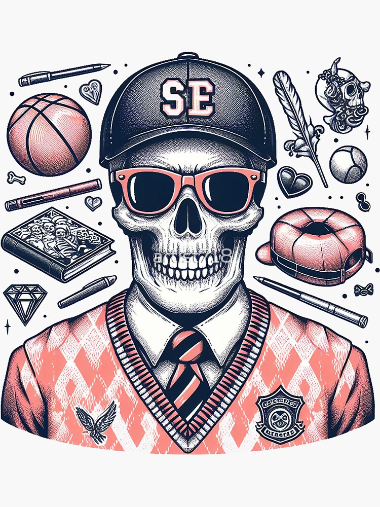 "Preppy Skeleton || skeleton art || colorful skeleton || Funny skeleton ...