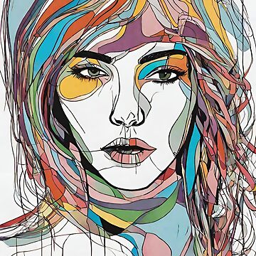 "Haylee - Colored Line Magic - Modern - Digital Art" Sticker by BPMagic ...