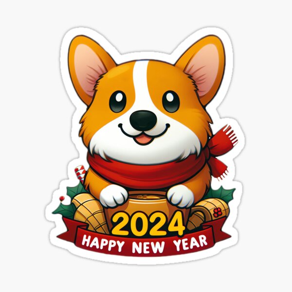 "Corgi Cheer: Tongue-Out Toast to a New Year Fiesta!" Sticker for Sale ...