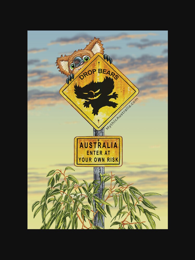"Drop Bear Australia Sign" T-shirt for Sale by mythicaustralia ...